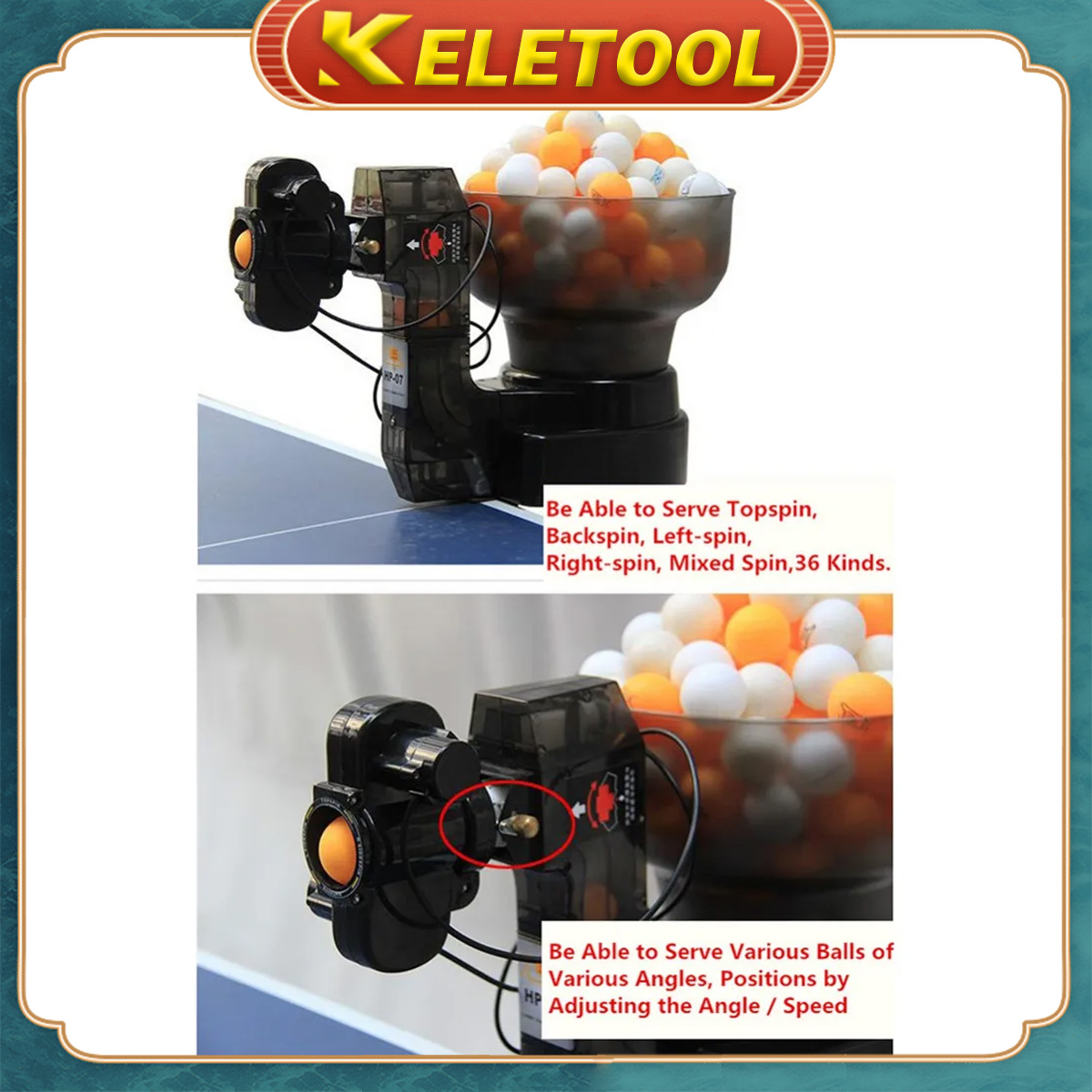 120 Balls Hp-07 Automatic Ping Pong Table Tennis Robots Ball Machine ...