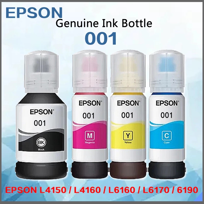 ORIGINAL EPSON 001 INK - L4150 L4160 L6160 L6170 L6190 Black Y100 Y200 ...