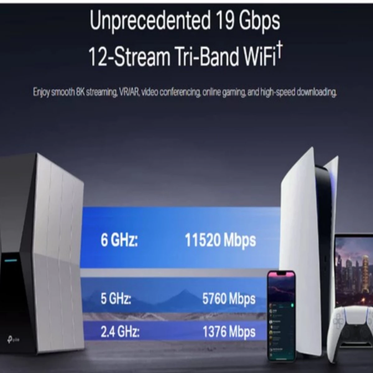 TP-Link Archer BE805 BE550 WiFi 7 BE19000 Tri-Band Wireless Mesh Router ...