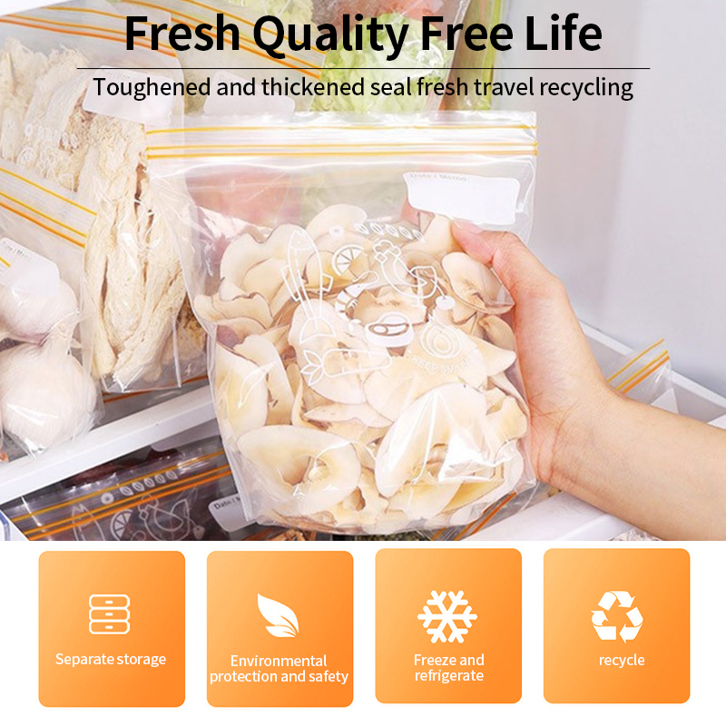 Plastic Food Freezer Zip Lock Food Bag Transparent Resealable Storage ...