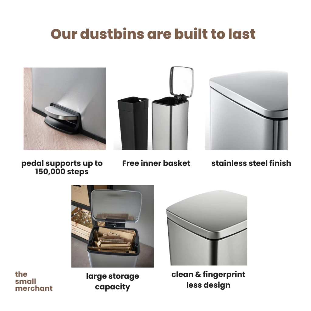 Toilet Dustbin with Cover 6L/10L | Soft Closing Lid | Stainless Steel ...