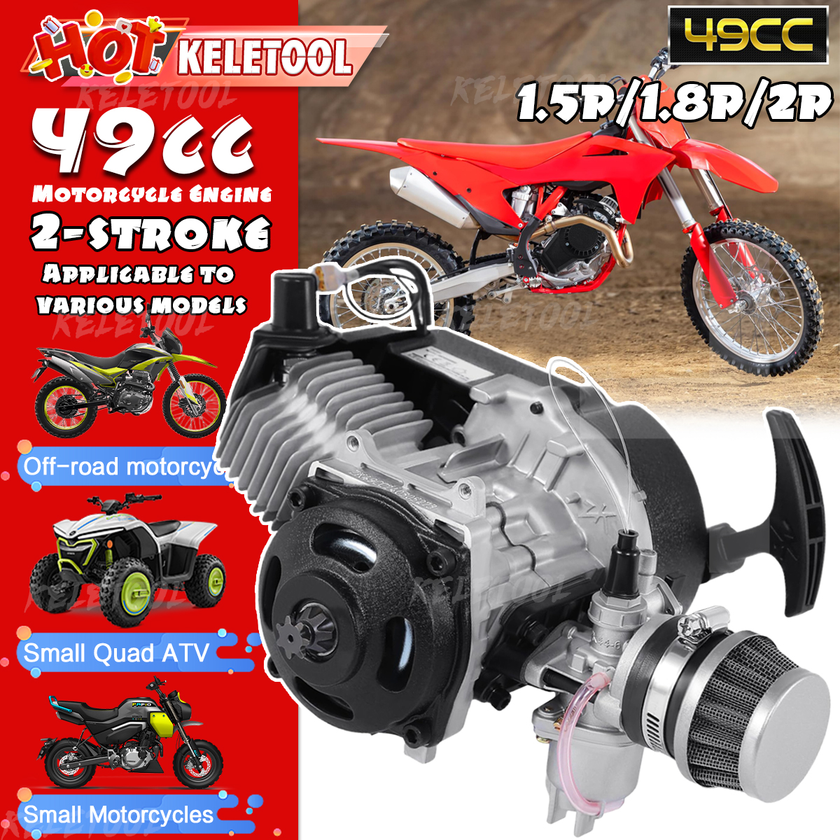 Pocket Bike Engine 49cc Engine Motorcycle Carburetor engine 2-Stroke ...