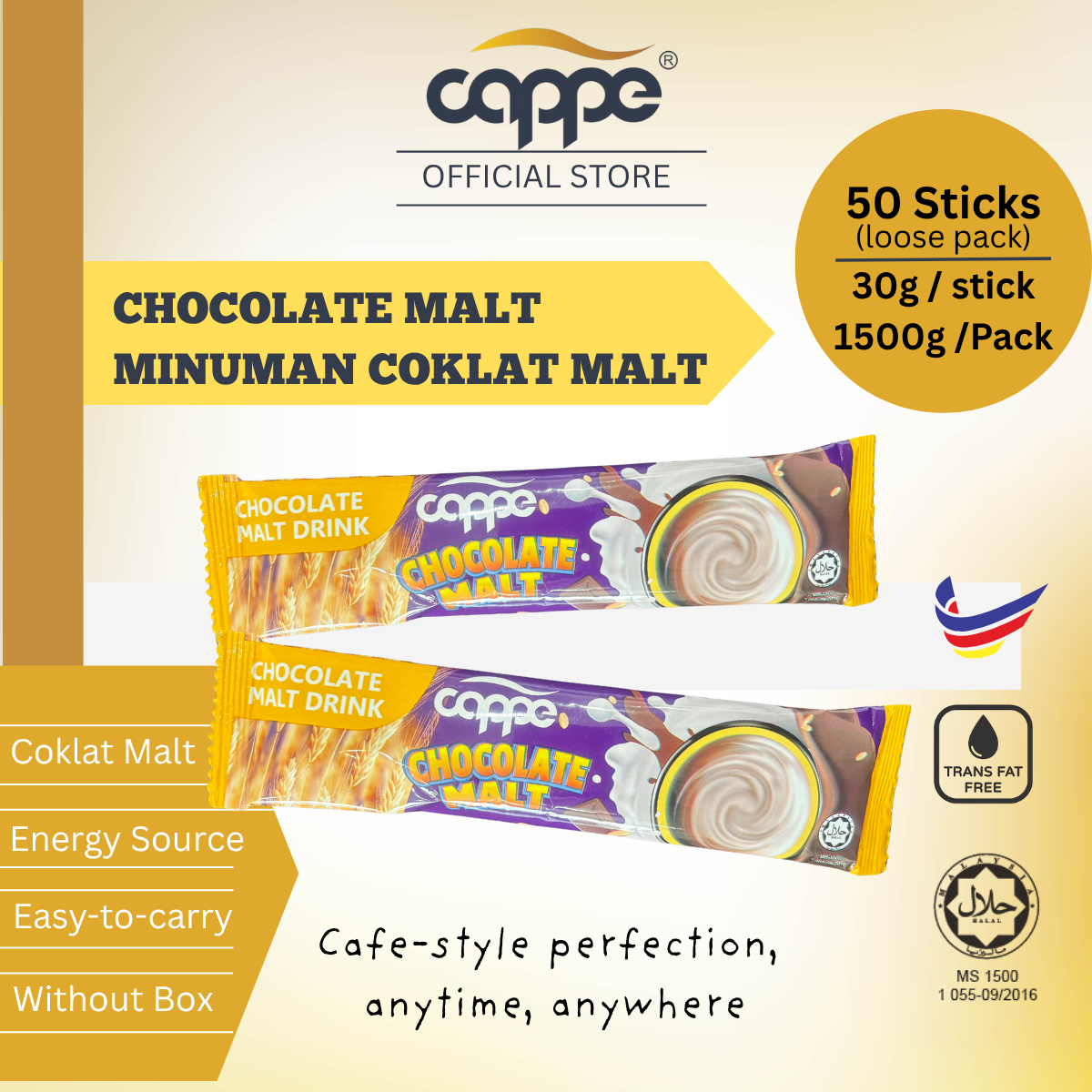 CAPPE Chocolate Malt [Economy Pack Without Box 50 x 30g] Minuman Coklat ...