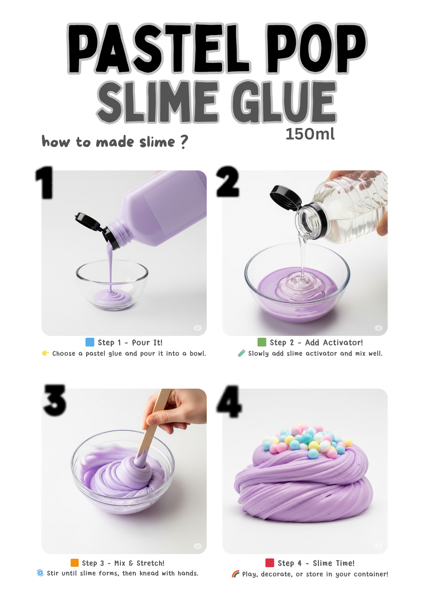 Pastel Pop Slime Glue (150ml) Soft. Stretchy. Slime-Ready! | Shopee ...
