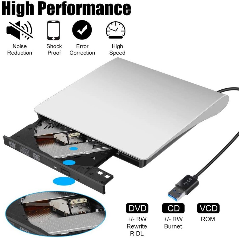 USB External CD/DVD Drive Portable Optical Disc Reader Writer | DVD-RW ...