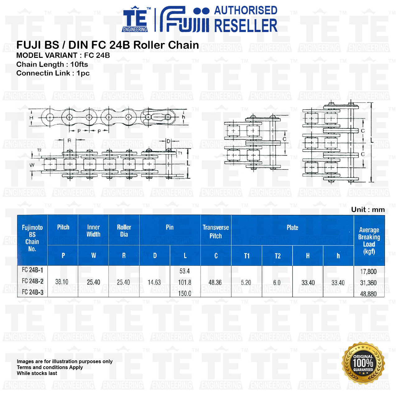 FUJI BS / DIN Simplex Roller Chain FC 24B-1R ( 24B-1R ) | Shopee Malaysia