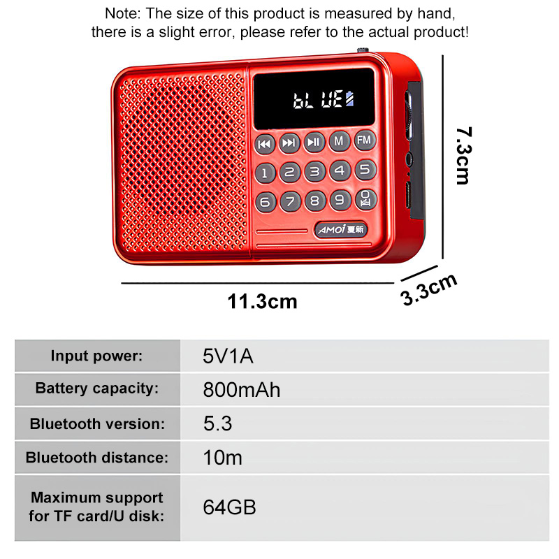 Radio Speaker Rechargeable USB & MicroSD Card Slot Music Player Radio ...