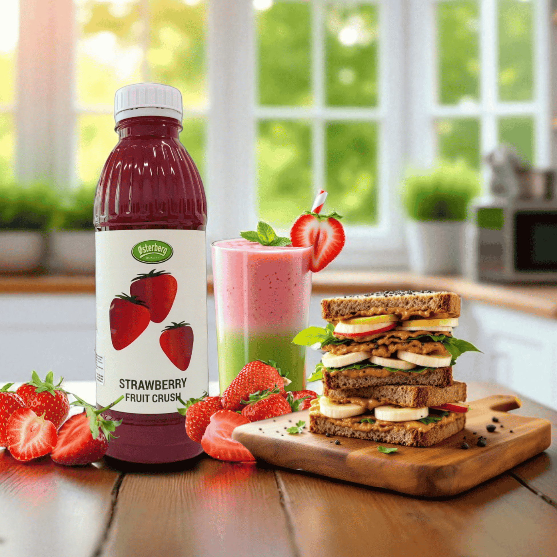 Osterberg Strawberry Fruit Crush Smoothie Syrup 1000ml Halal Soda ...