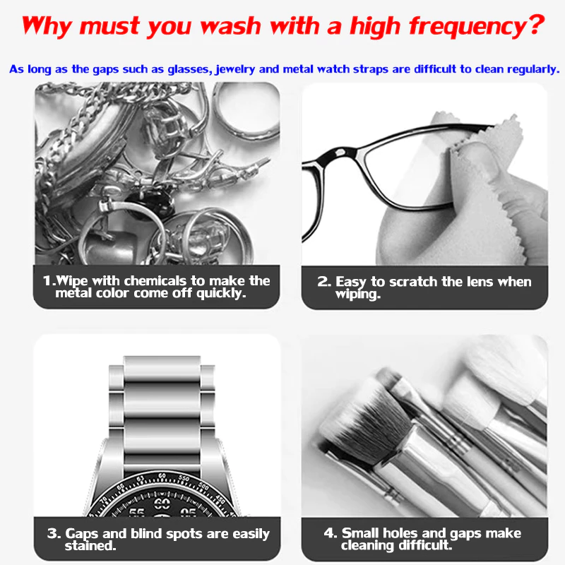 Ultrasonic cleaning Spectacles Cleaner Set 360°Disinfection and ...