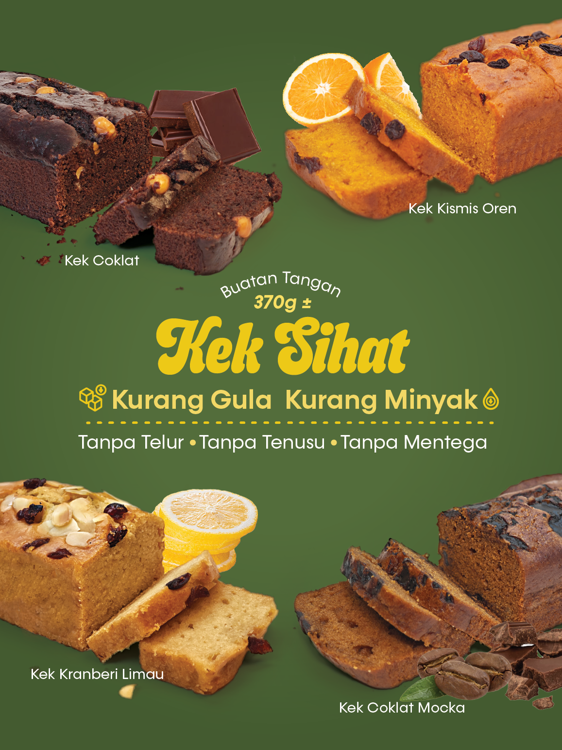 YOOKYBITES Kek Sihat Kurang Gula Kurang Minyak TanpaTelur Healthy Food ...