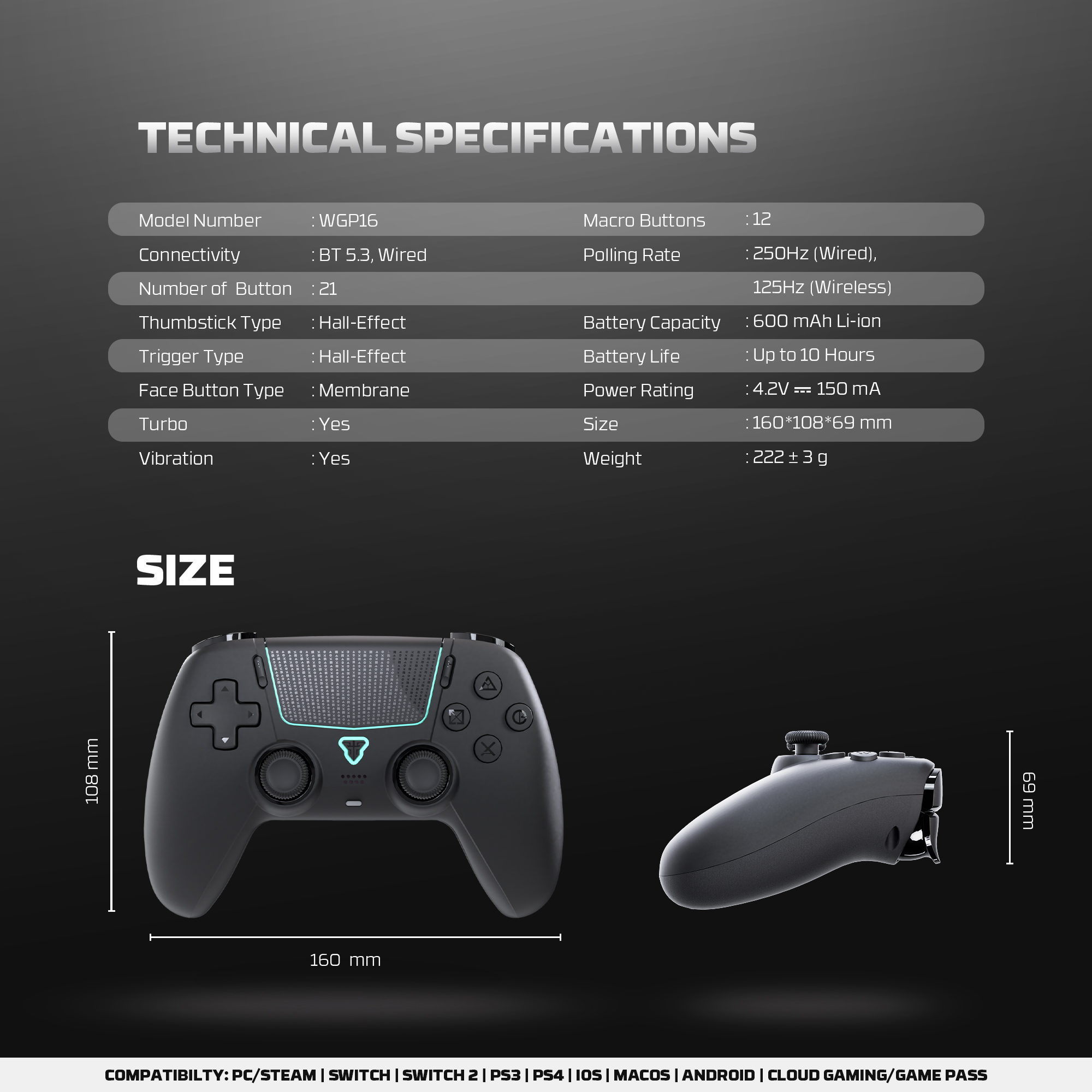 FANTECH WGP16 NOVA II WIRELESS MULTI-PLATFORM GAMEPAD HALL-EFFECT ...