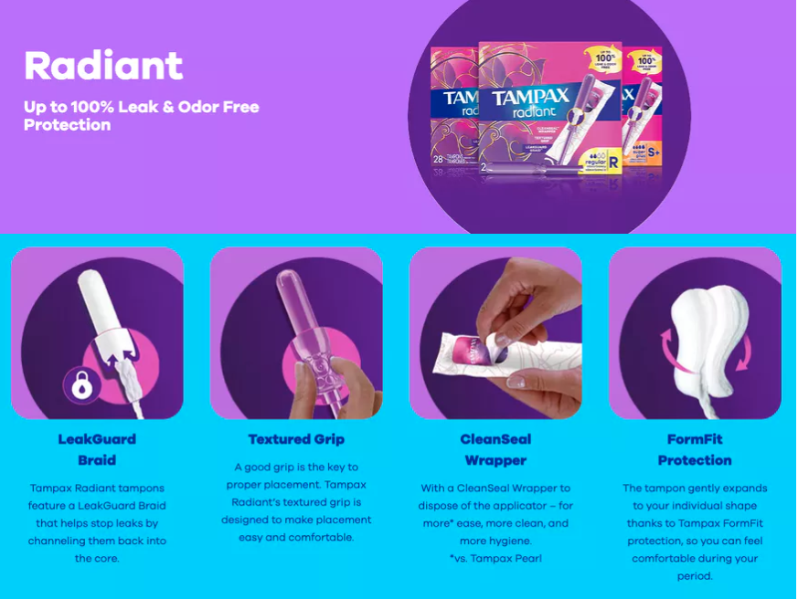 ORIGINAL* Tampax Pearl | Tampax Radiant | Organic Cotton Core | Cardboard Applicator | Compak ...