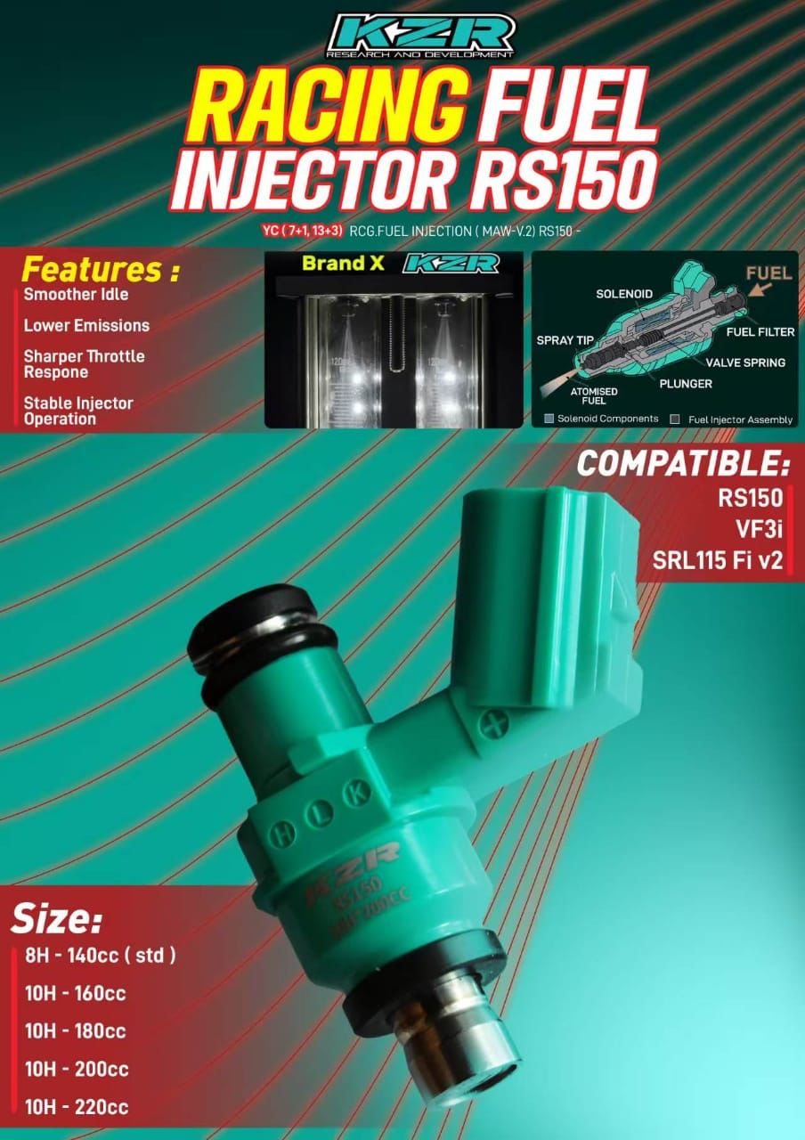 RS150 INJECTOR RACING KZR 160CC 180CC 200CC 220CC 10HOLE FOR RS150 V1 ...