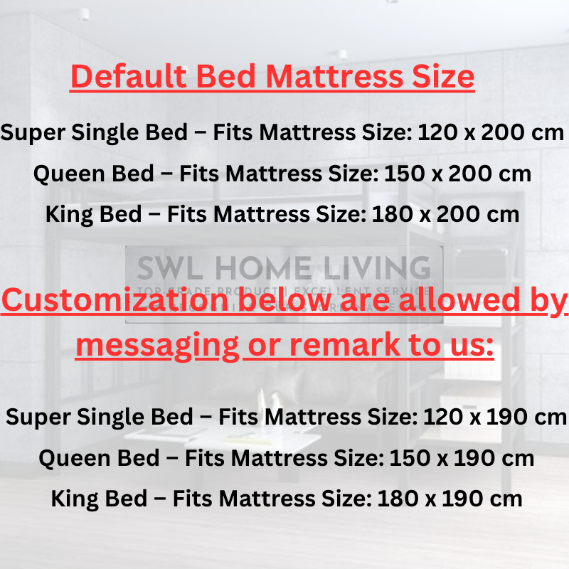 45CM Tall Extra Safe Rail Metal Loft Bed Frame Strong Loft Bed Queen ...