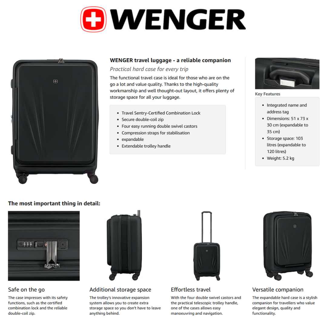 WENGER Skyon Large Hard-Shell Suitcase 653710/ 653711 | Shopee Malaysia