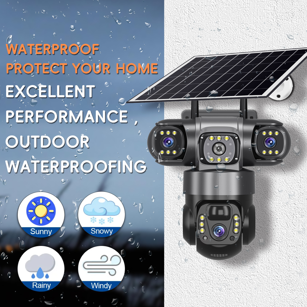 V380 Pro Three Screen CCTV Solar Outdoor IP66 Waterproof VTS28 Wireless ...