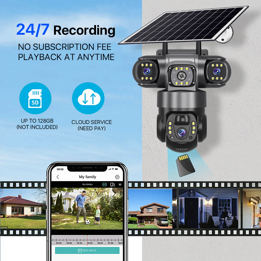 V380 Pro Three Screen CCTV Solar Outdoor IP66 Waterproof VTS28 Wireless ...