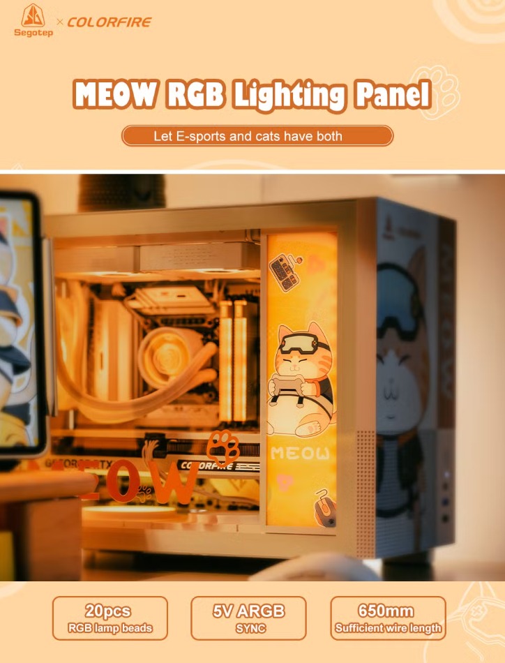 Segotep ColorFire Meow Edition Side Panel Only – Cute Gamer Cat Design ...