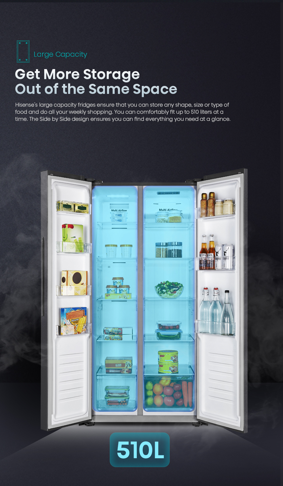 [NEW] Hisense 510L Side By Side 2 Door Inverter Refrigerator / Inverter ...