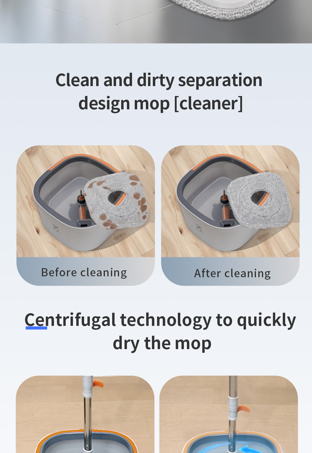 Zolele M22 Spin Mop Set With Bucket Magic Rotating Mop No Hand-Washing ...