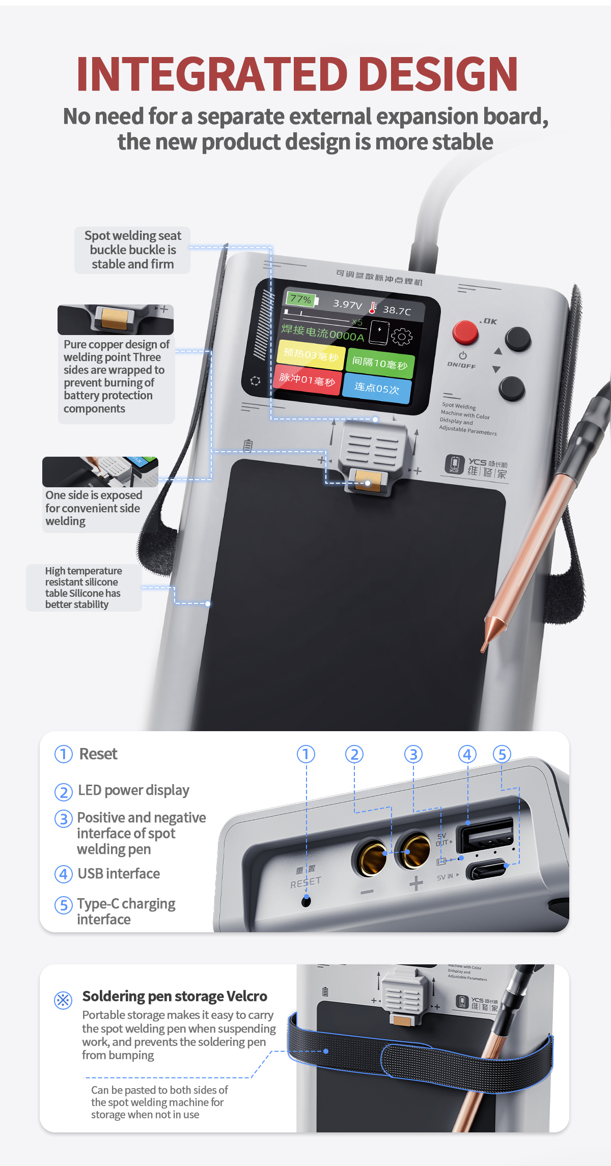 YCS No.3 Portable Color Screen Double Pulse Integrated Battery Spot ...