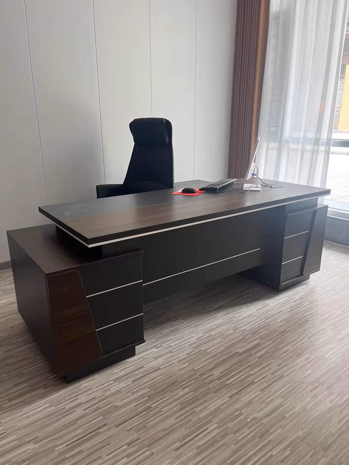 Luxury Office Desk Boss Table With Double Side Cabinet High Quality ...