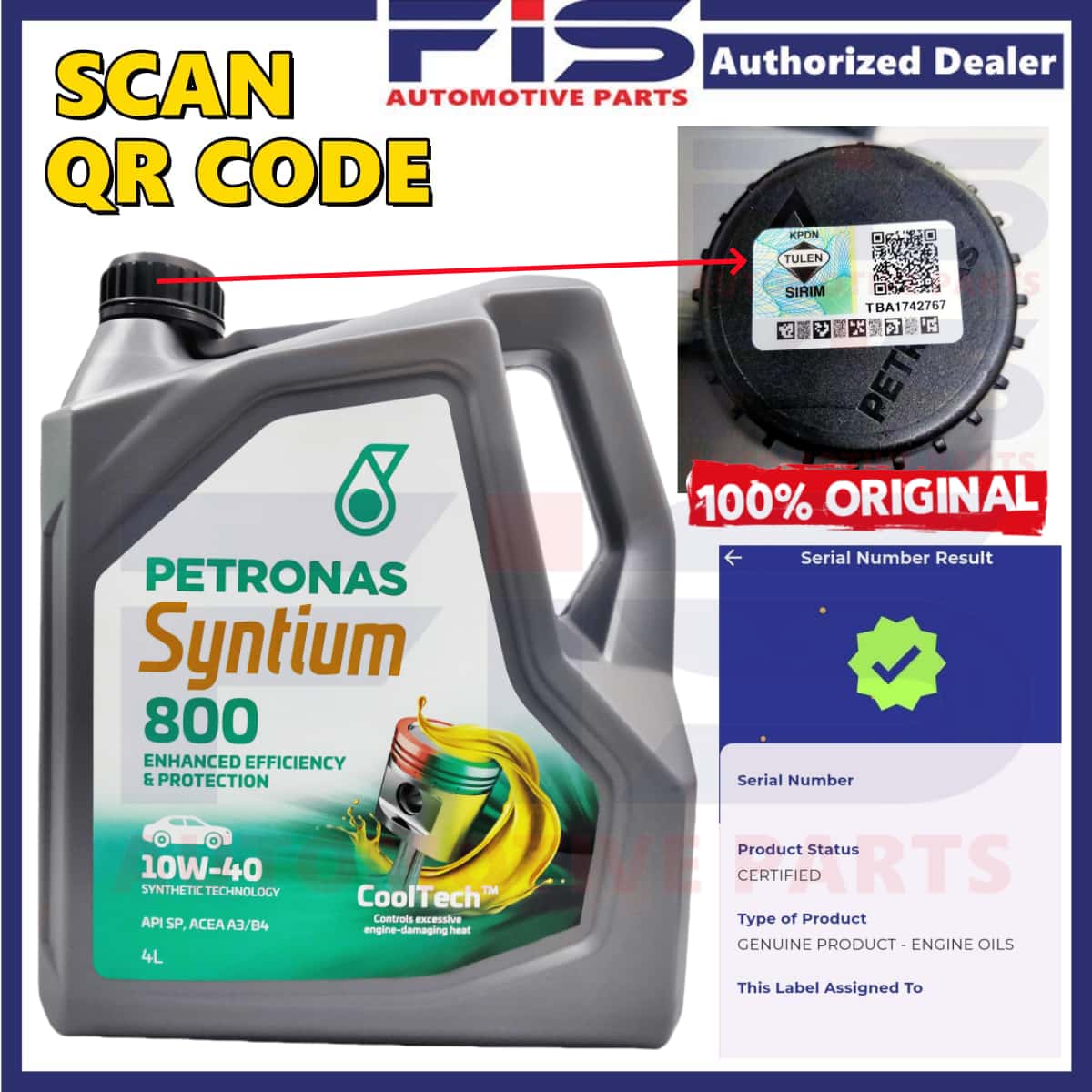 FIS Original Petronas Engine Oil Syntium 800 10W40 Semi Synthetic ...