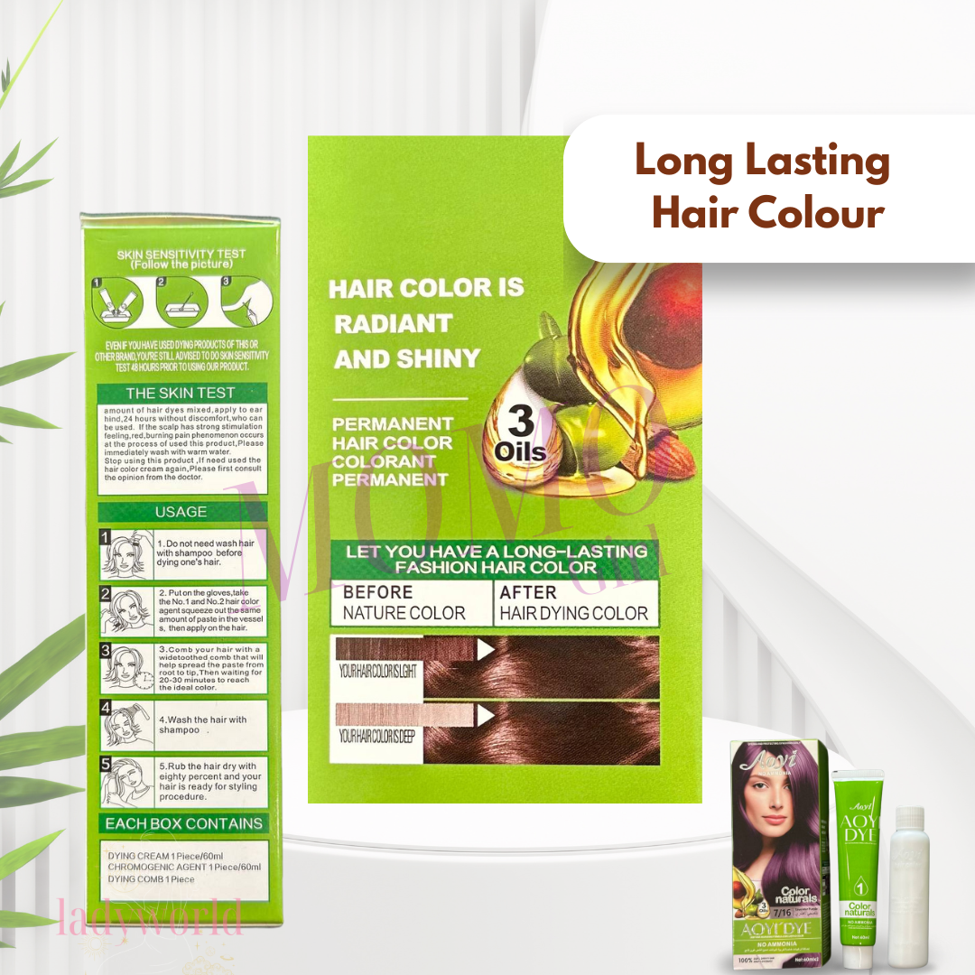 AOYI Hair Color Cream Set Natural Permanent Hair Dye Colour Long ...