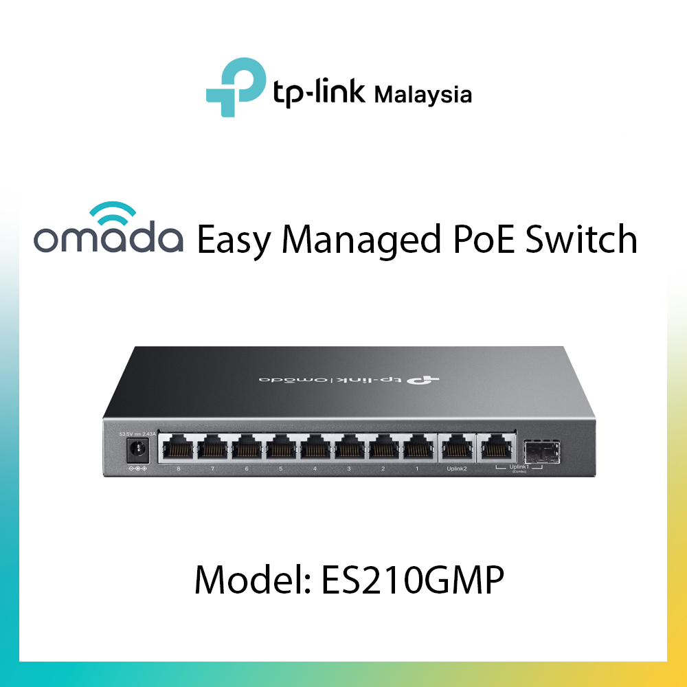 TP‑Link Omada ES210GMP 10‑Port Gigabit Switch 8×PoE+ 123W Budget 2×SFP ...