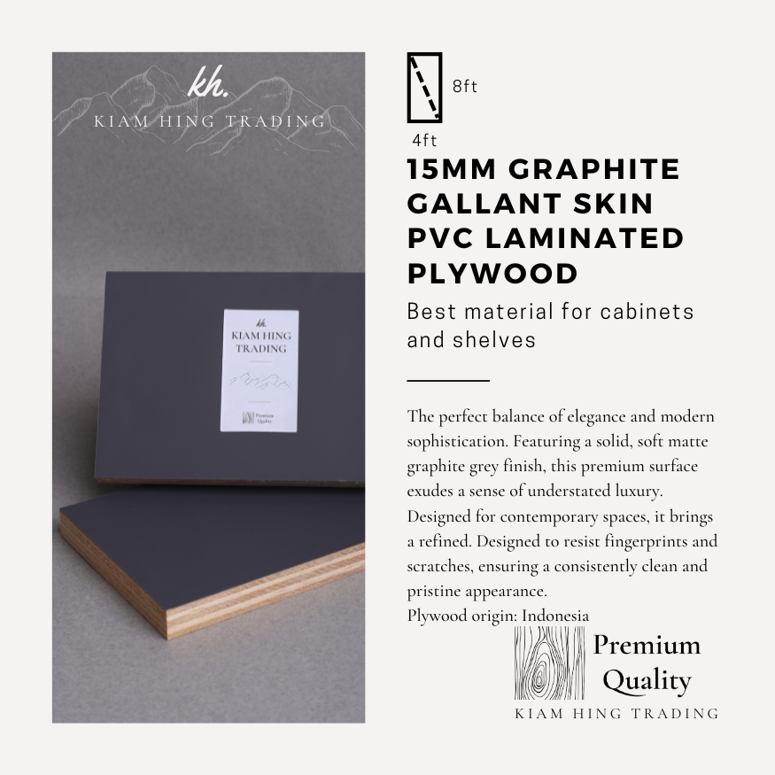 15mm Graphite Gallant Skin PVC 1-side laminated plywood (4ft x 8ft ...