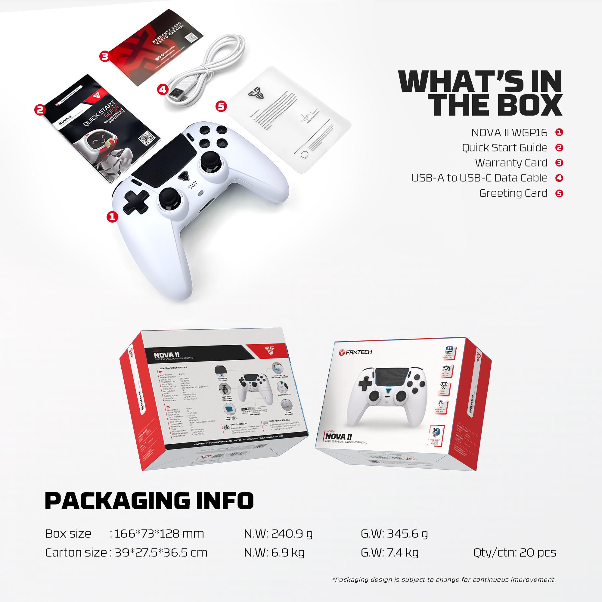 Fantech NOVA II WGP16 Wireless Bluetooth Gamepad Controller with Hall ...