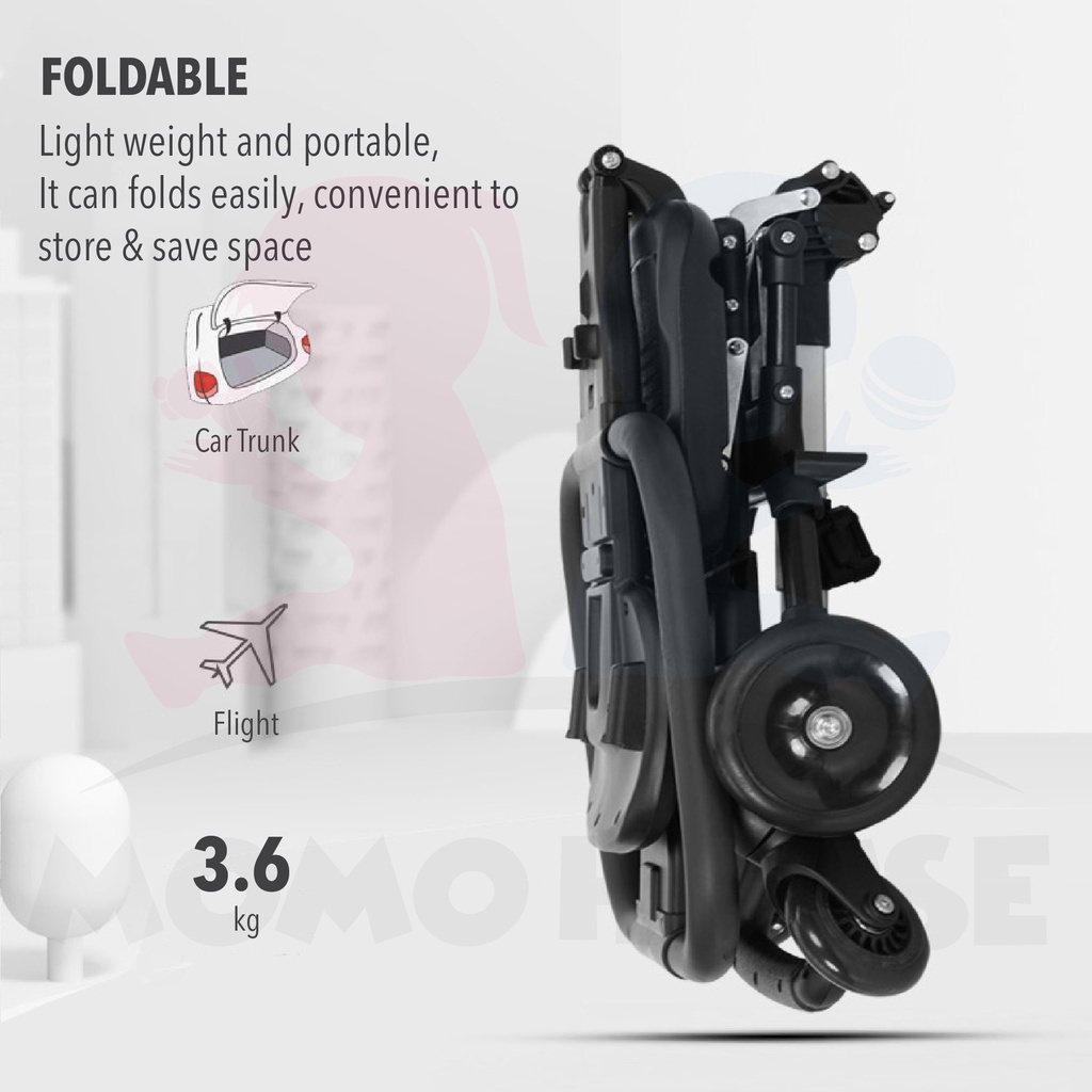 COD Baby stroller 2way Can be folded 3kg weight Silent rubber wheels ...
