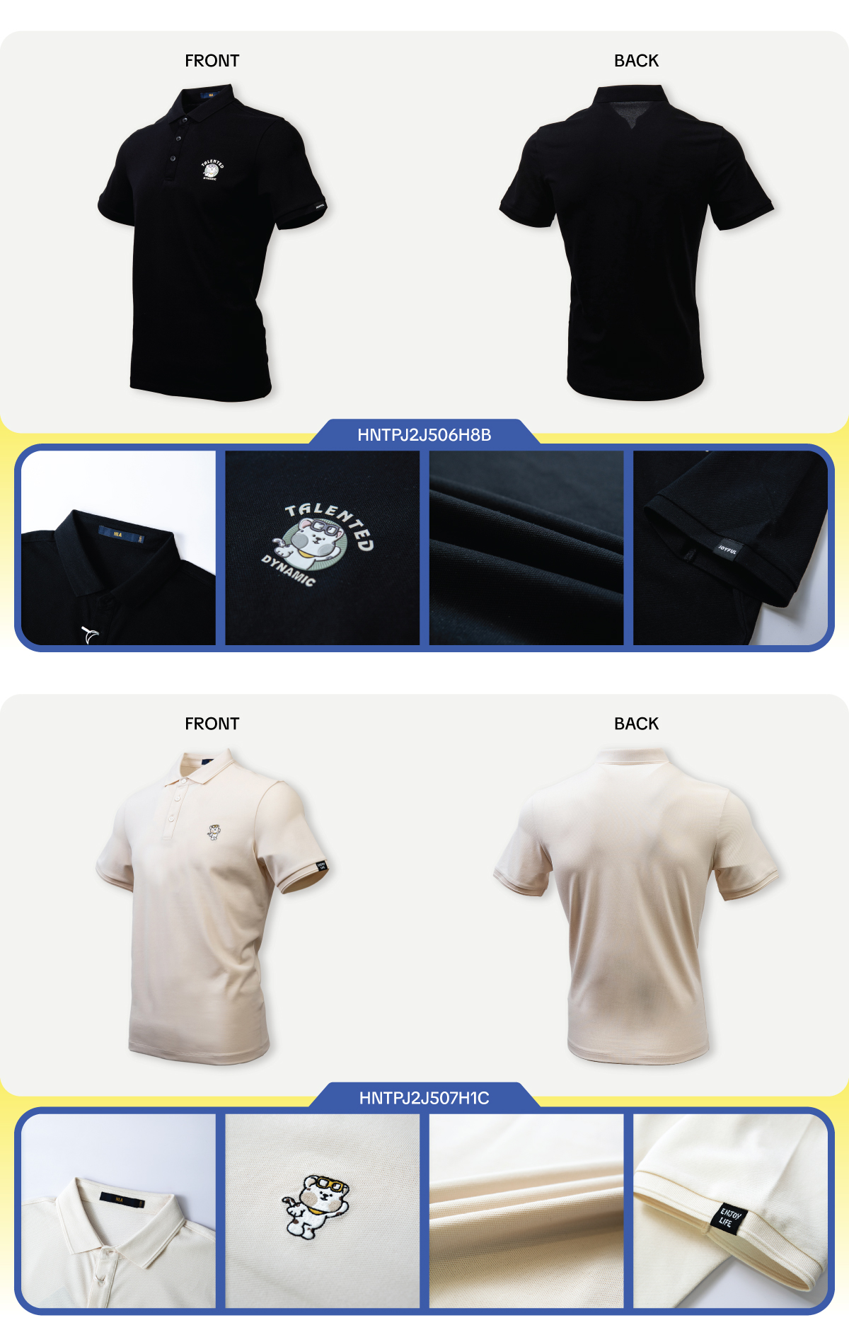 HLA The Star Paws Series Icy Cotton Letter Embroidery Short Sleeve Polo ...