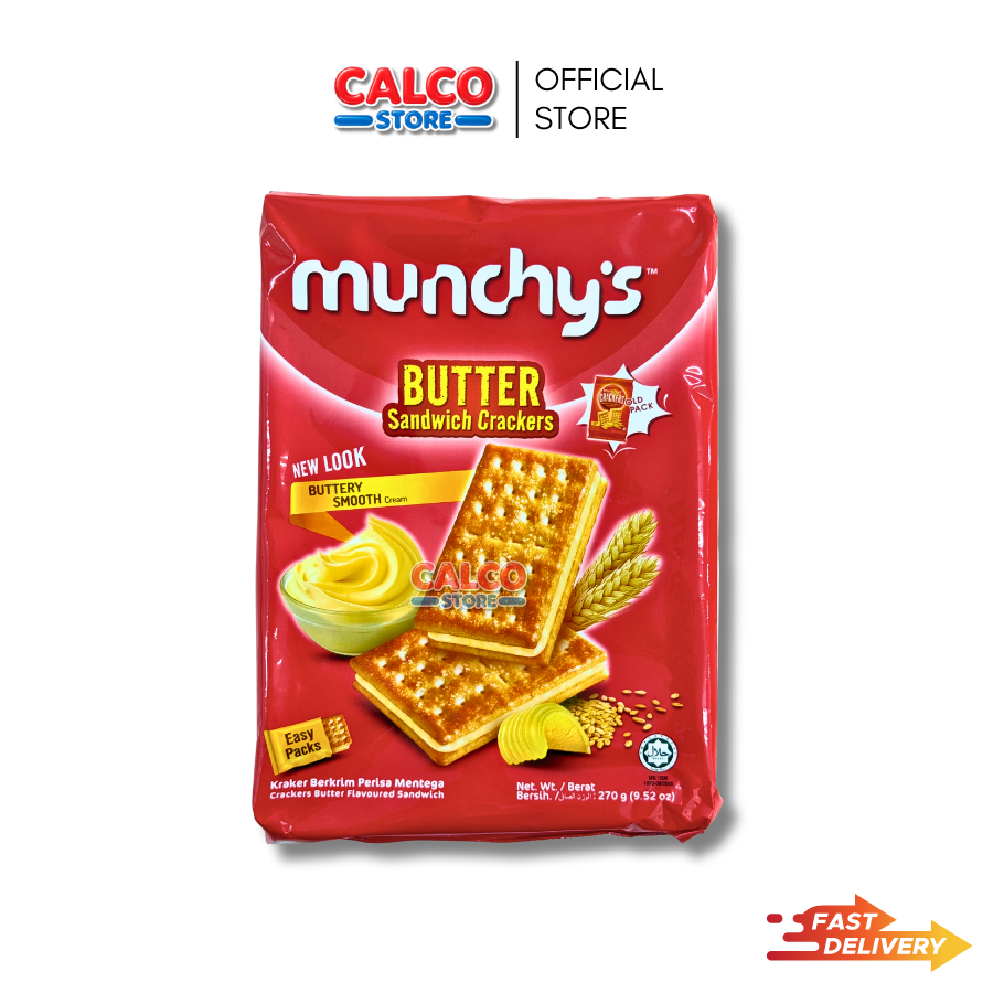 Munchy's Butter Sandwich Crackers 270g | Halal Certified | Rich & Buttery Cream Biscuits ...