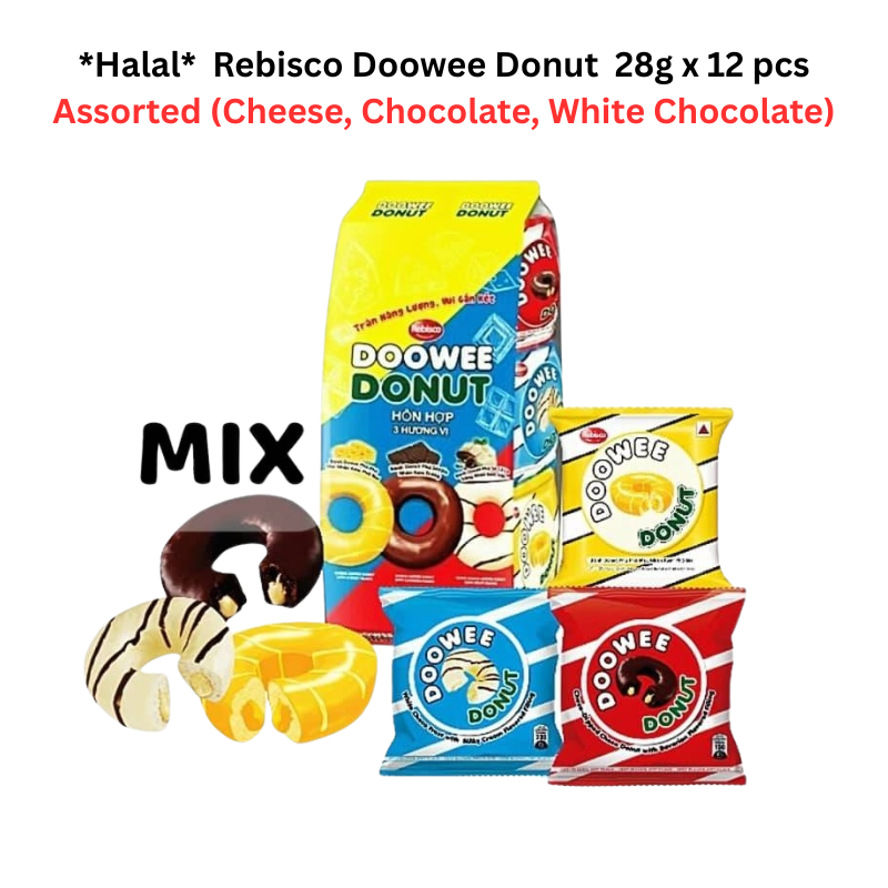 *Halal* Rebisco Doowee Donut 28g x 12 pcs (Strawberry/White Chocolate ...