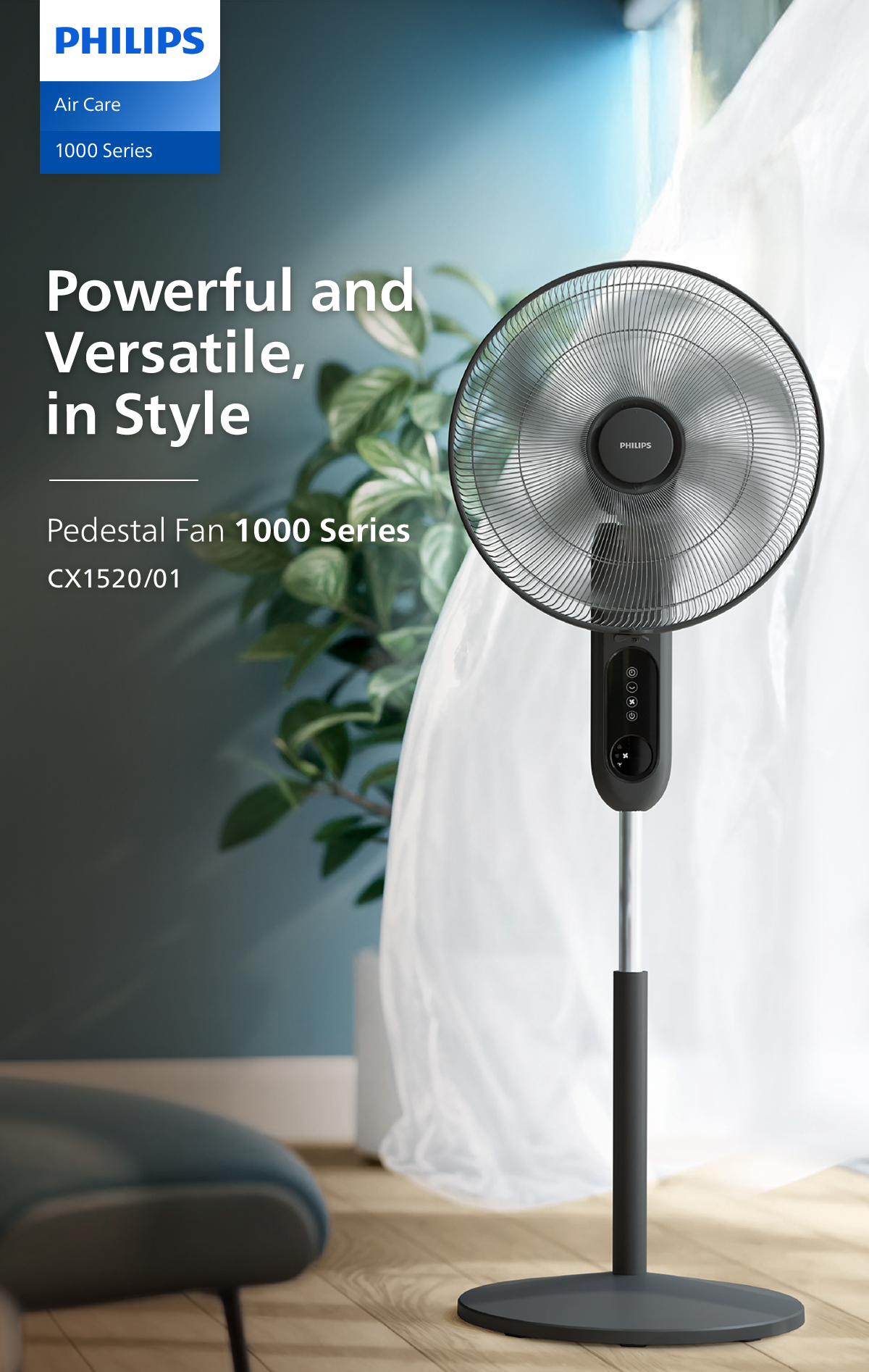 Philips CX1520 | Pedestal Fan | 6 Blades | Powerful & Quiet Cooling ...