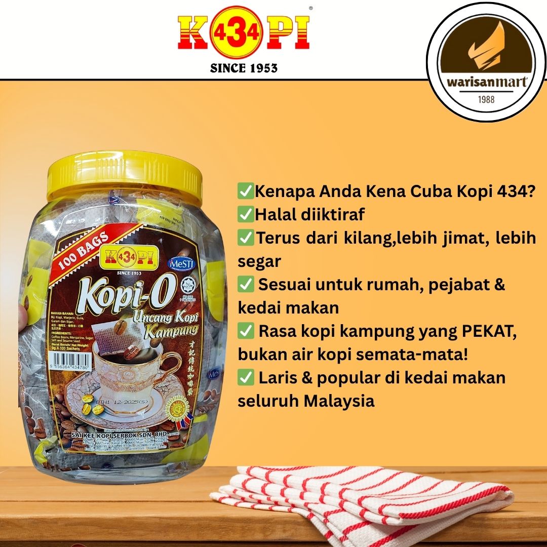 Kopi O Kosong 434 Muar Americano Coffee 100 Sachet | Shopee Malaysia