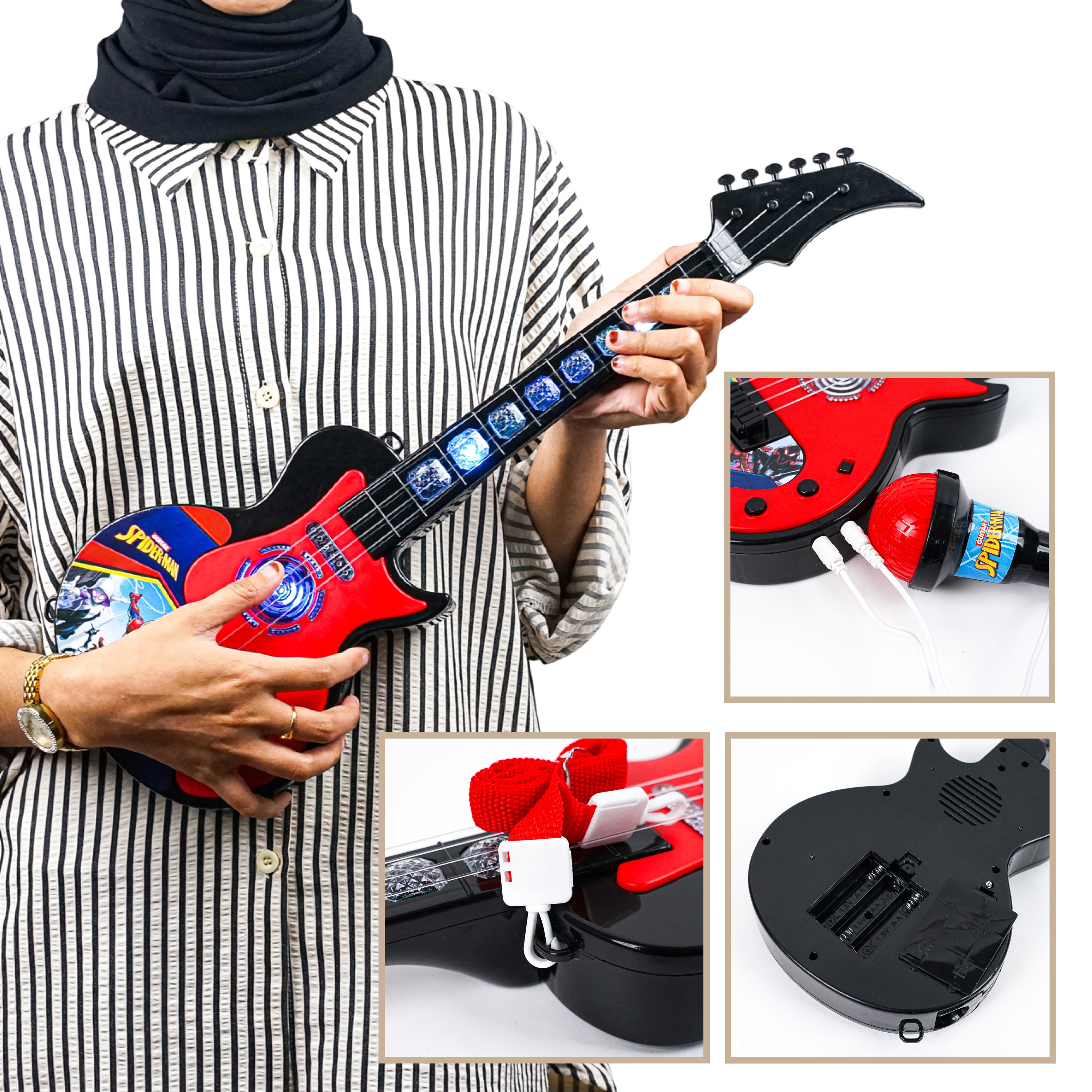 Mainan Muzik Electronic Guitar With Sound Light Musical Guitar Toys Kid ...