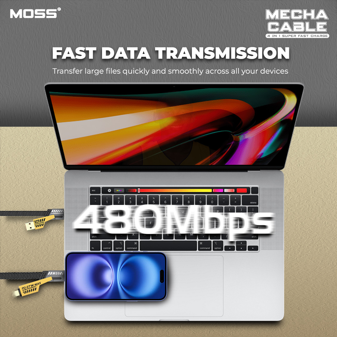 MOSS Mecha Series 4 In 1 Fast Charger Charging Cable Data Type C (PD ...