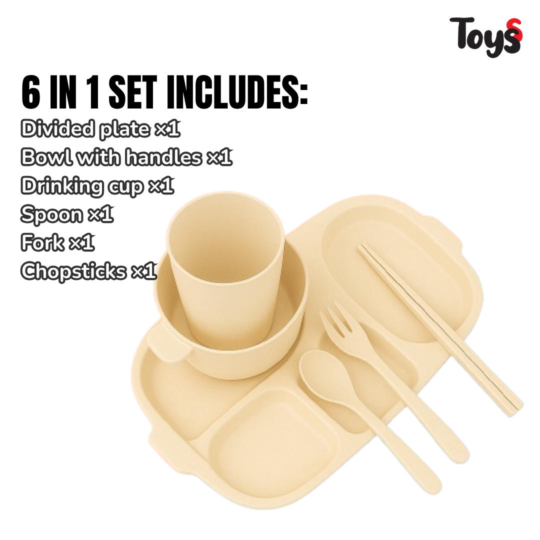 Toyss Wheat Straw Plate Set Pinggan Baby 6 Bulan Kids Set Plate Set For ...
