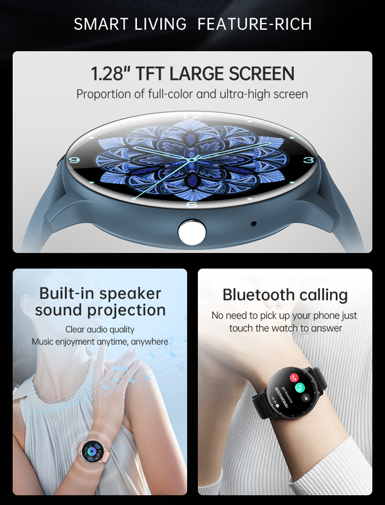 SKMEI＆BOZLUN B50S 1.39‘’ Smart Watch Women Men Waterproof Blood ...