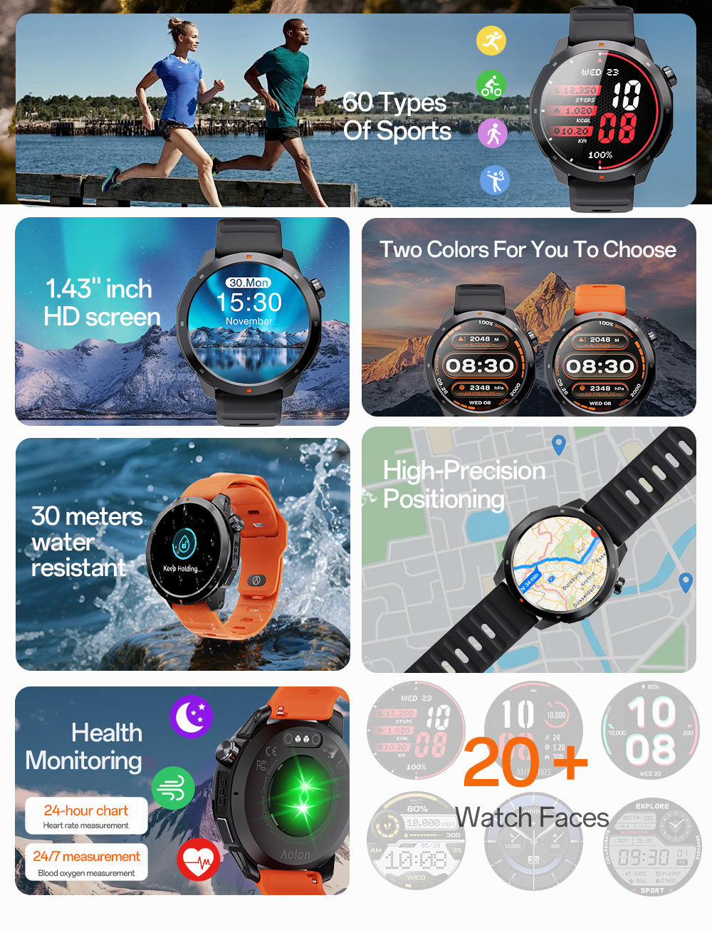 Aolon Navi R3 Ultra GPS Smart Watch 42mm Amoled Display Connect ...