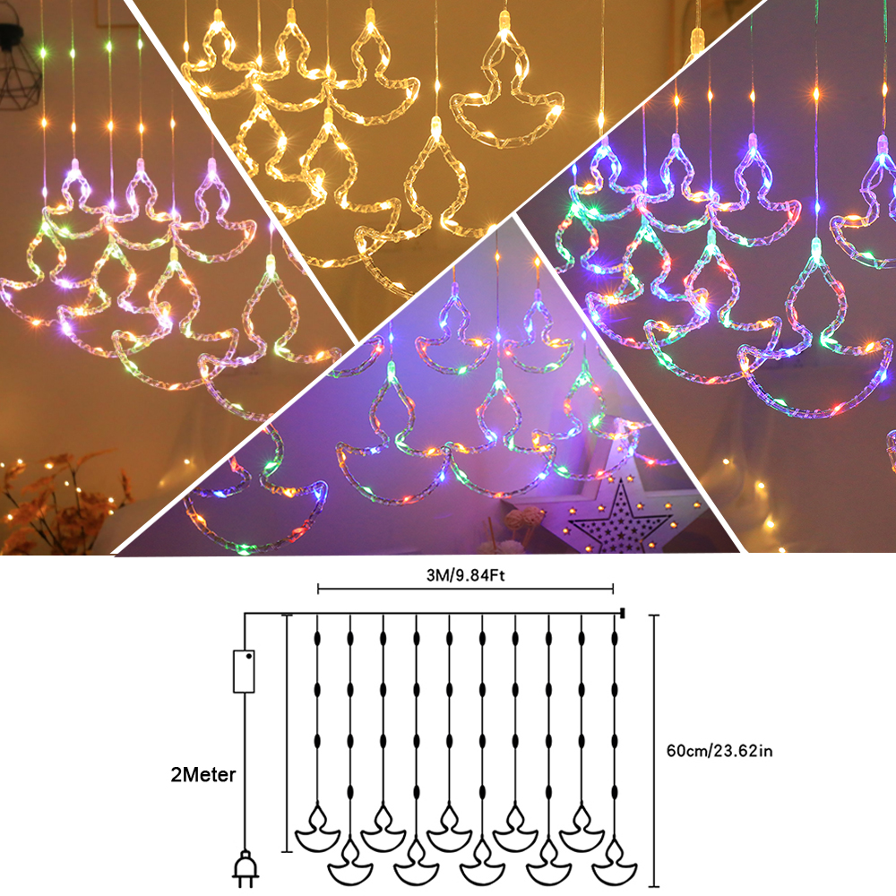 3Color 11Modes deepavali light LED Diwali lcicle Light Curtain lamp ...
