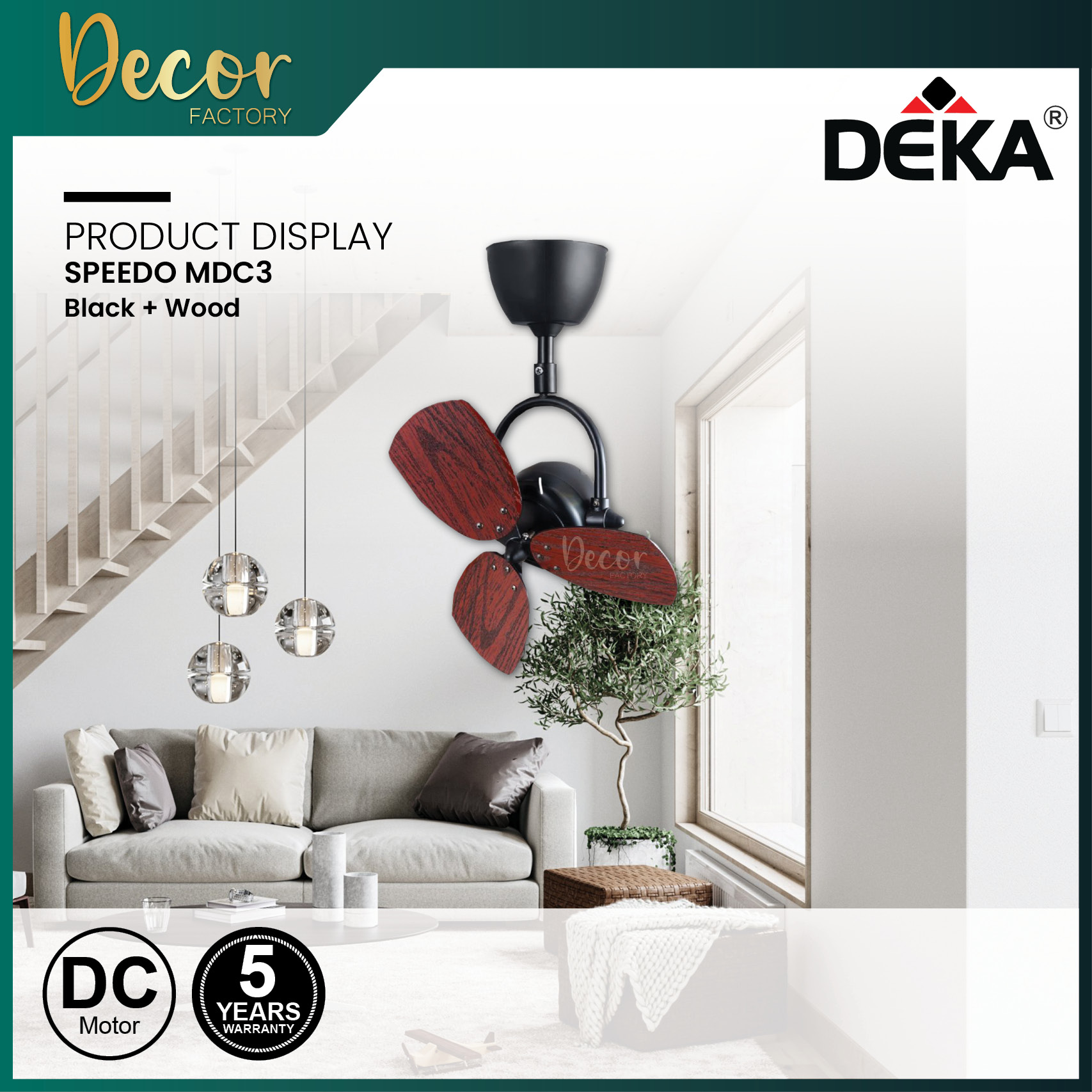 DEKA Fan DEKA SPEEDO MDC3 16" 3 Blades 7 Speed DC Motor Remote Control ...