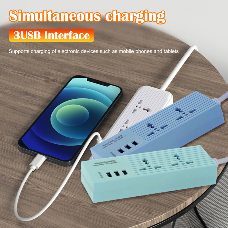 2/4/5 Power Socket Extension With USB Ports 2/4/5m Cable UK Plug ...