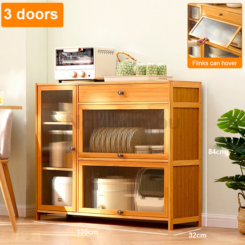 𝓝𝓪𝓷𝓑𝓪𝓶𝓫𝓾 Bamboo Kitchen Cabinet Almari Dapur Bertutup 2/3/4 Doors ...