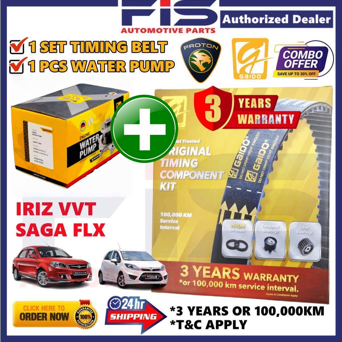 FIS Original GAIDO Proton Timing Belt Saga FLX Saga Persona VVT Exora ...