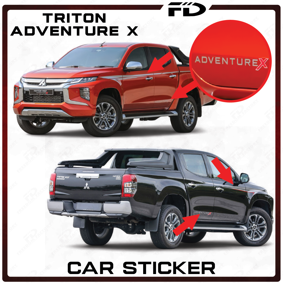 MITSUBISHI TRITON Body Sticker Side Lining - Triton Stiker 4x4 Pelekat ...
