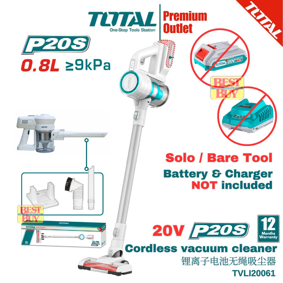 TOTAL Tools 20V series Cordless vacuum cleaner w/ 1 pc 2.0Ah Battery ...