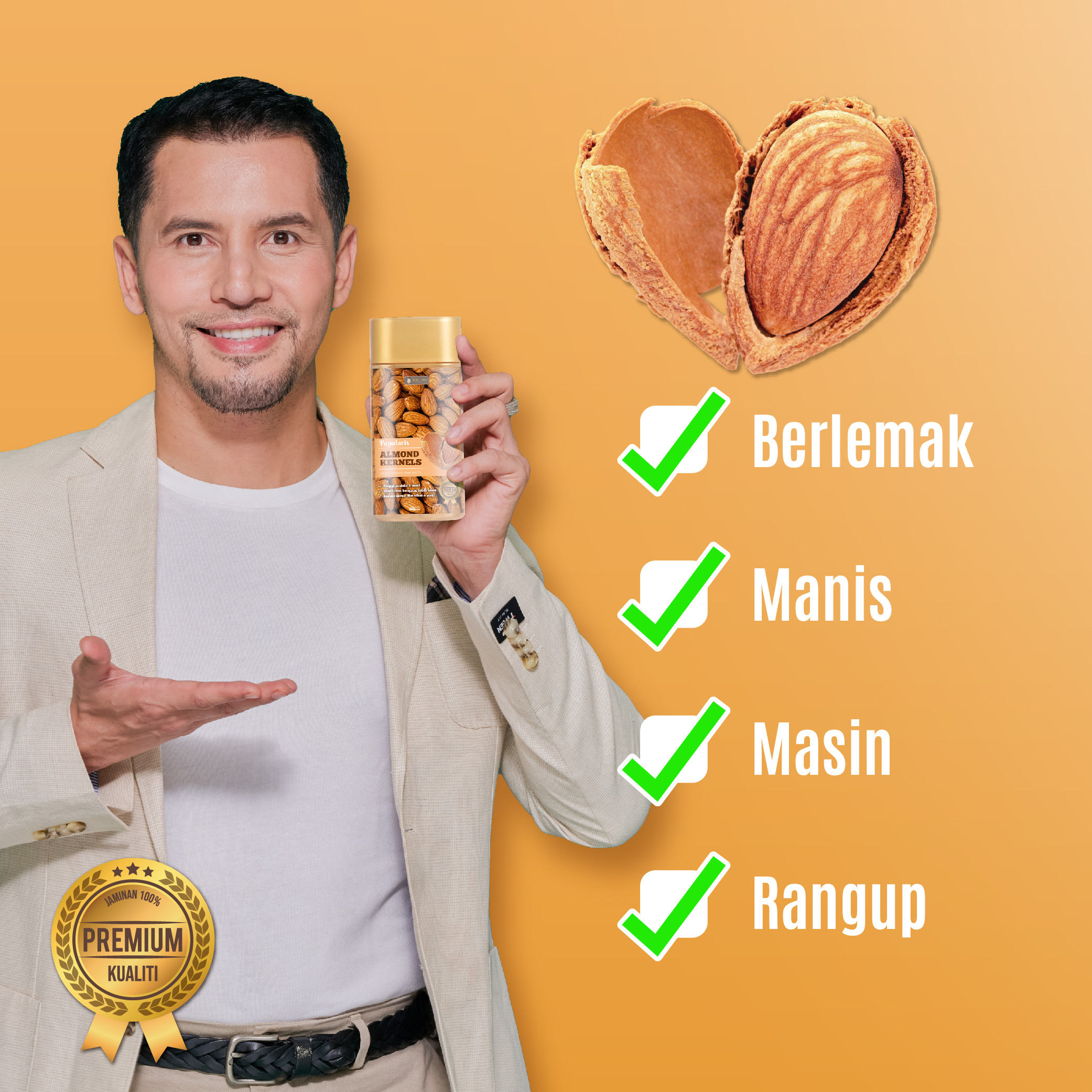 ALMOND KERNELS PAPALARIS FOOD KACANG BADAM PANGGANG ALMOND ROASTED ...